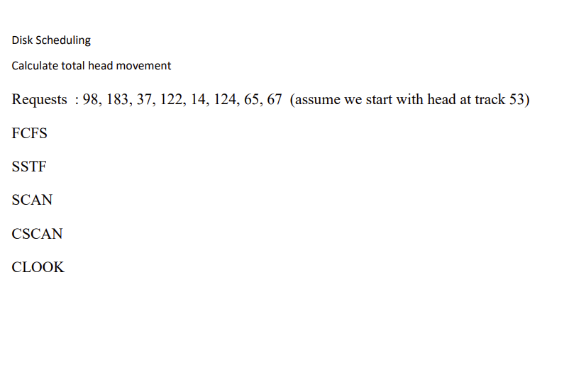 Solved Disk Scheduling Calculate total head movement | Chegg.com