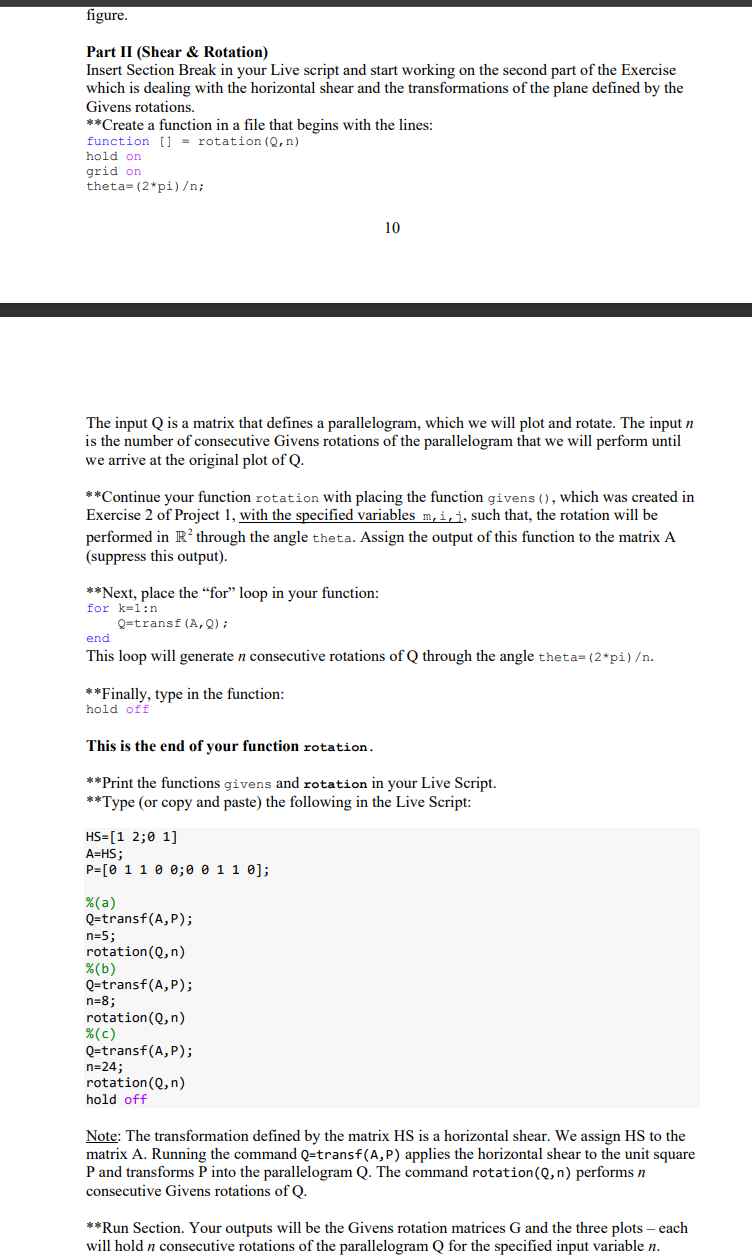 Solved figure. Part II (Shear & Rotation) Insert Section | Chegg.com
