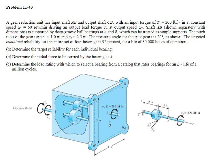 Solved A gear reduction unit has input shaft AB and output | Chegg.com
