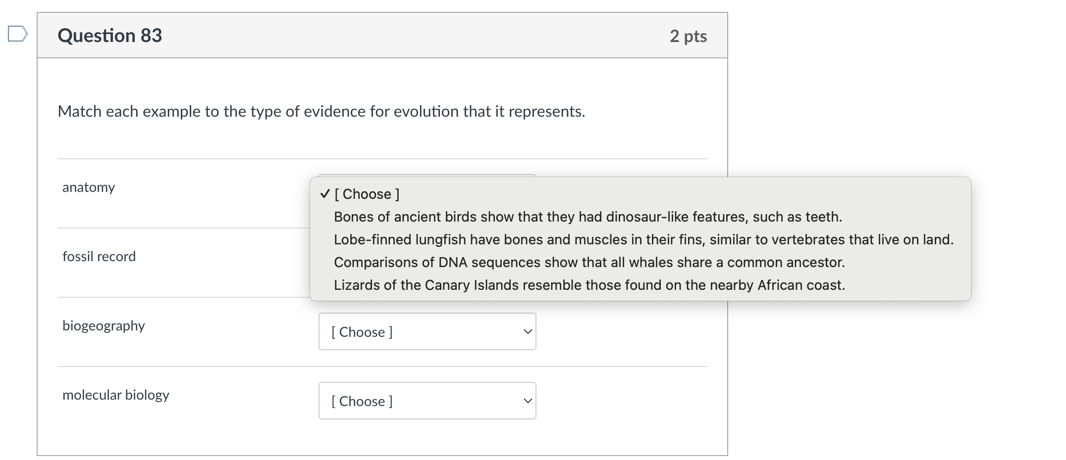 Solved Question 83Match each example to the type of evidence | Chegg.com