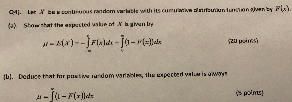 Solved Q4). Let X be a continuous random variable with its | Chegg.com