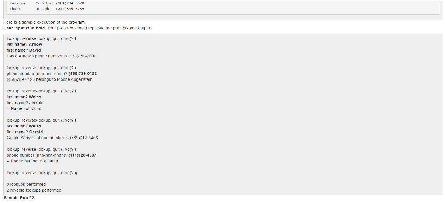 Solved You will write 2 classes: Phonebook and PhonebookApp | Chegg.com