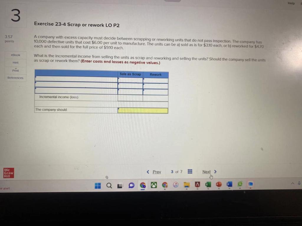 Solved Exercise 23-4 Scrap or rework LO P2 A company with | Chegg.com