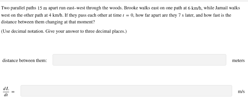 Solved Two parallel paths 15 m apart run east-west through | Chegg.com