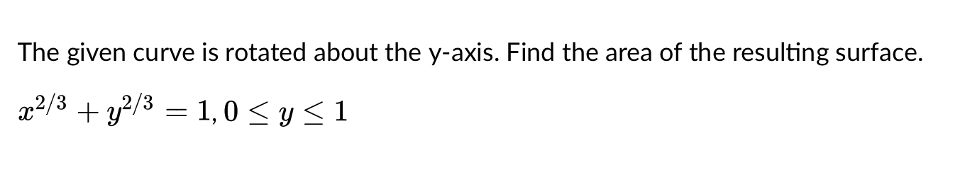 Solved The given curve is rotated about the y-axis. Find the | Chegg.com