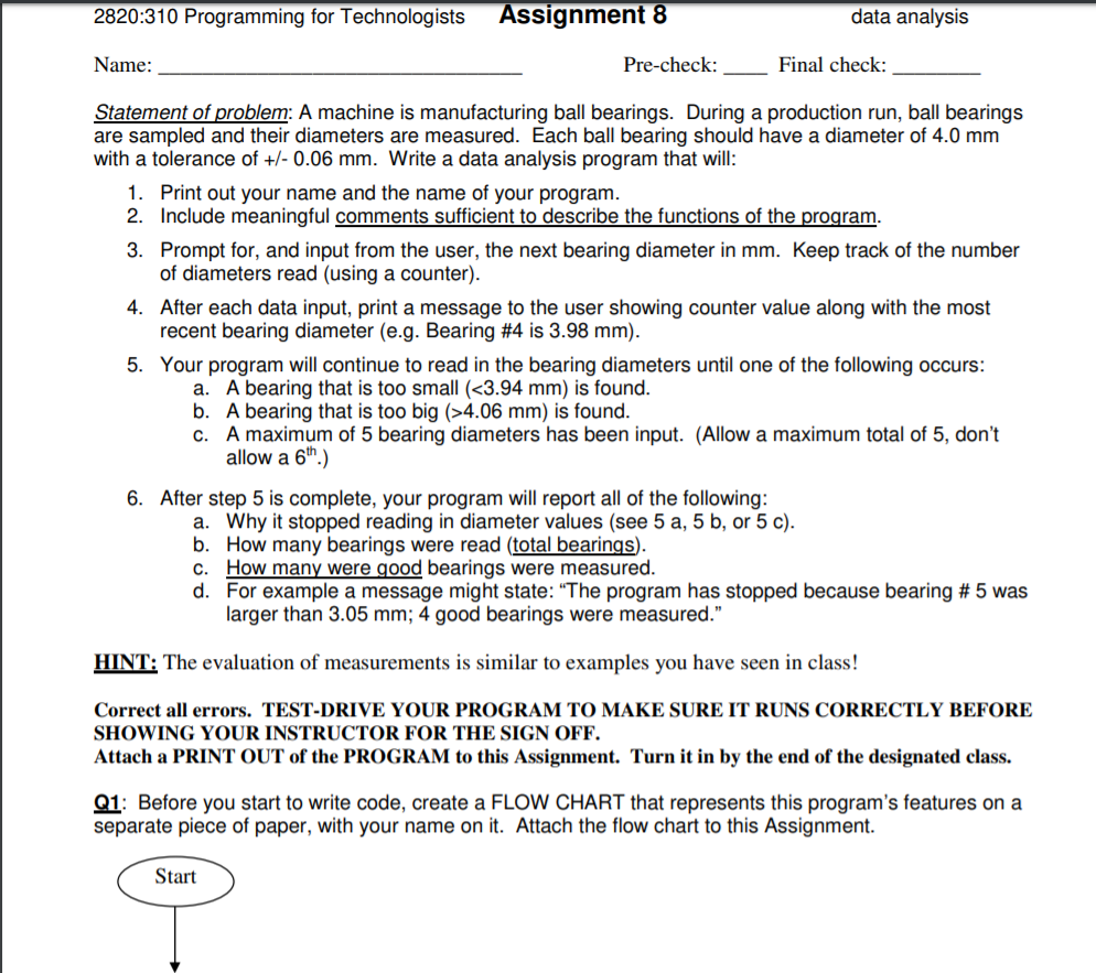 2820:310 Programming for Technologists Assignment 8 | Chegg.com