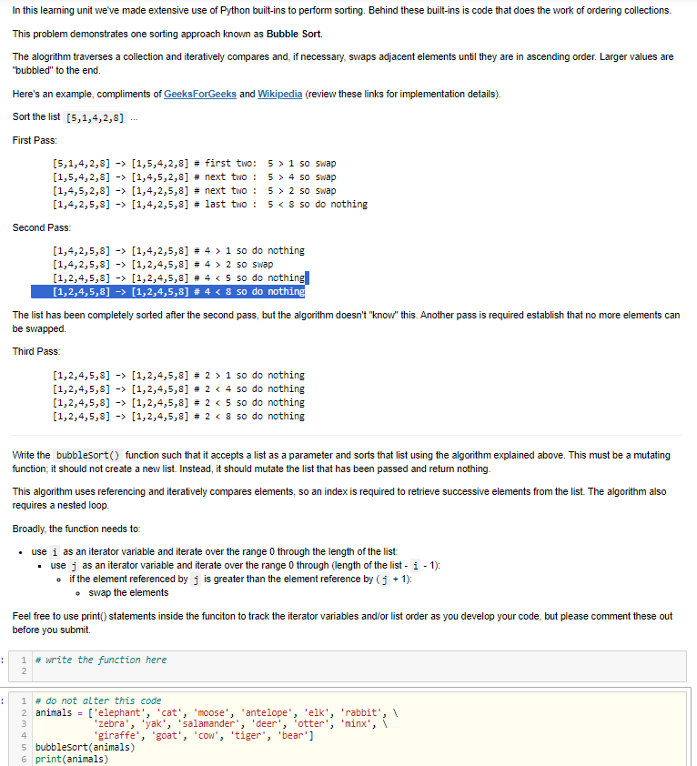 Solved expected output: ['antelope', 'bear', 'cat', 'cow', | Chegg.com Solved expected output: ['antelope', 'bear', 'cat', 'cow', | Chegg.com