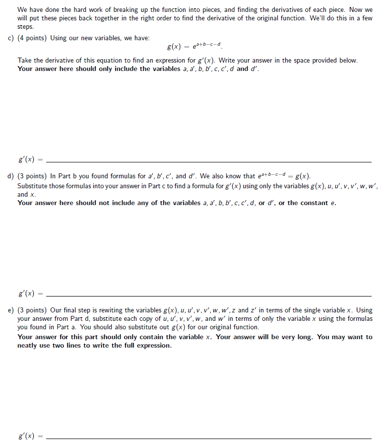 Solved Problem 2: Unguided Derivative Calculation Use the | Chegg.com