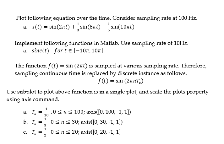 Solved Plot following equation over the time. Consider | Chegg.com