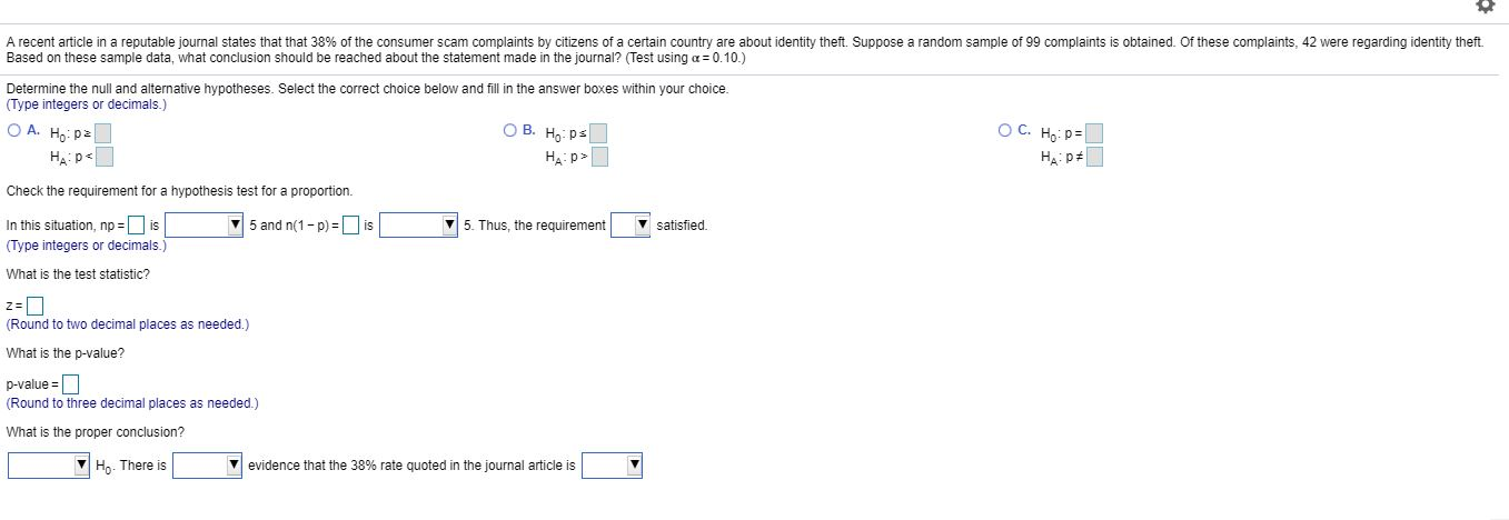 Solved A recent article in a reputable journal states that | Chegg.com