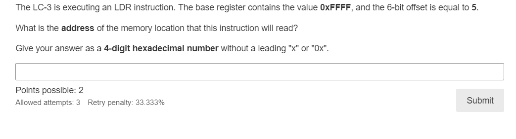 Solved The LC-3 is executing an LDR instruction. The base | Chegg.com
