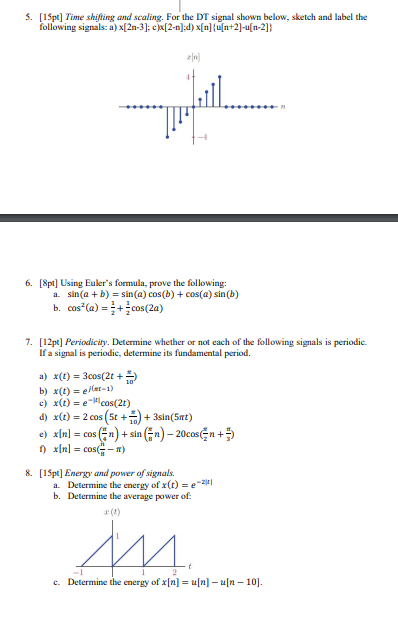 Solved [15pt] ﻿Time shifting and scaling. For the DT signal | Chegg.com