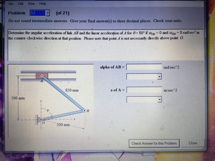Solved Determine the angular acceleration of link AB and the | Chegg.com