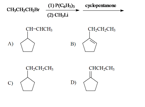 Solved cyclopentanone CH,CH-CH-Br (1) P(C6H3)3 (2) CH3Li | Chegg.com