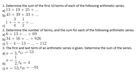 Solved 1 Determine The Sum Of The First 10 Terms Of Each Of