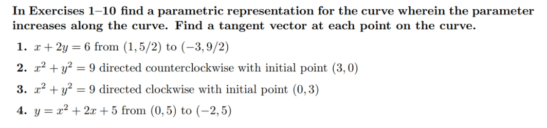 Solved In Exercises 1-10 find a parametric representation | Chegg.com