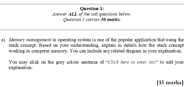 Solved Question 1: Answer ALL of the sub questions below. | Chegg.com