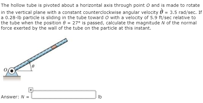 Solved The hollow tube is pivoted about a horizontal axis | Chegg.com