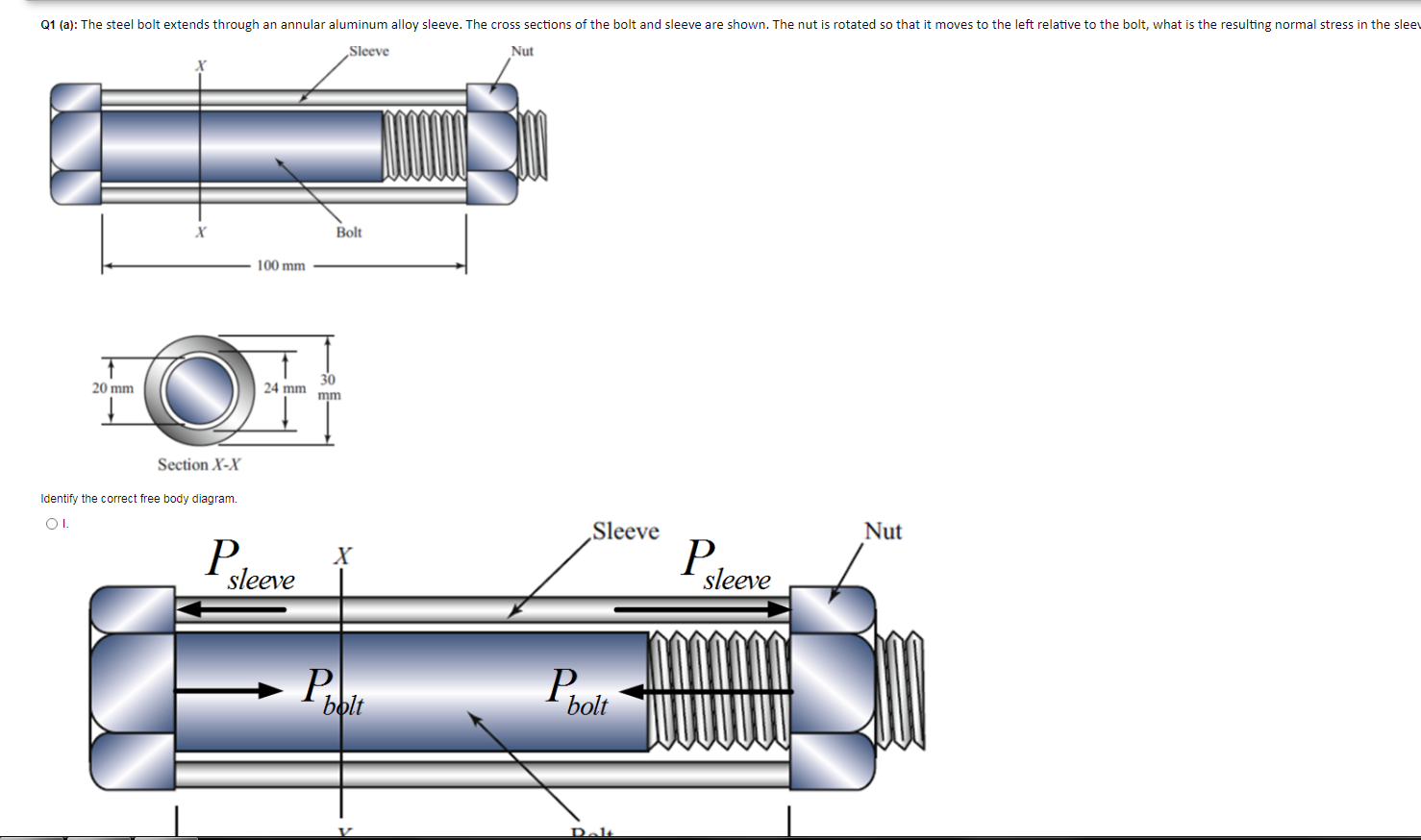 Solved Q1 (a): The steel bolt extends through an annular | Chegg.com