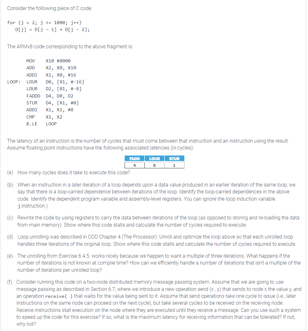 Solved Consider the following piece of C code: for | Chegg.com