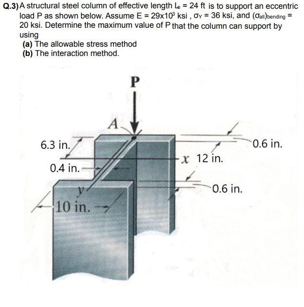 Solved 1 Q.3) A structural steel column of effective length | Chegg.com