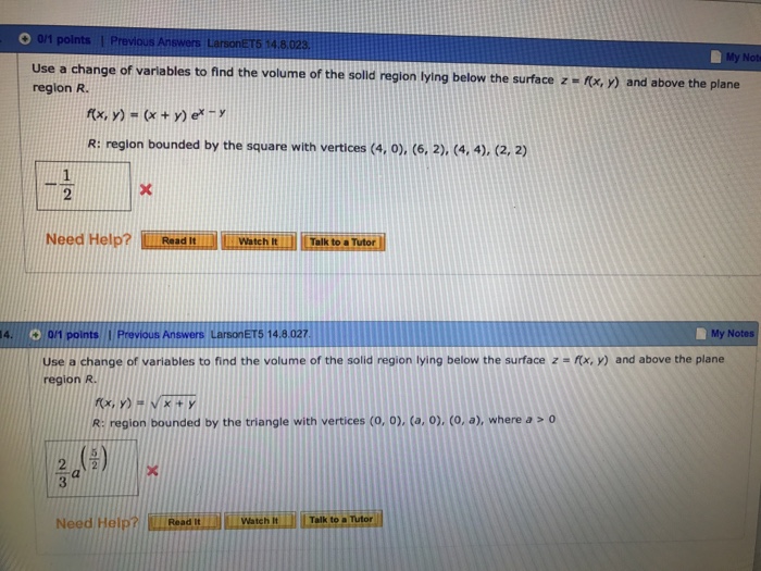 Solved Use a change of variables to find the volume of the | Chegg.com