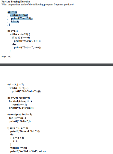 Solved Step by step please!! Part A: Tracing Exercise What | Chegg.com