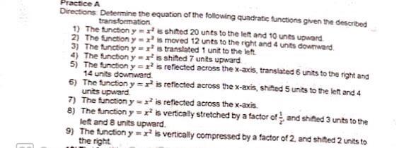 Solved Practice A transformation Directions Determine the | Chegg.com
