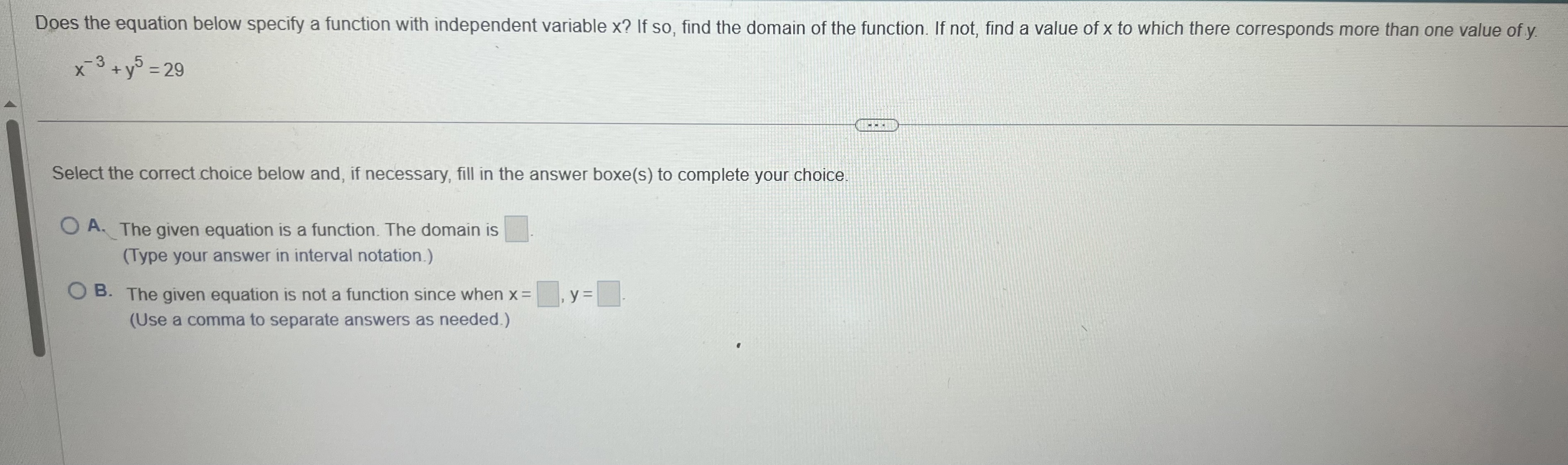 Solved Does the equation below specify a function with | Chegg.com
