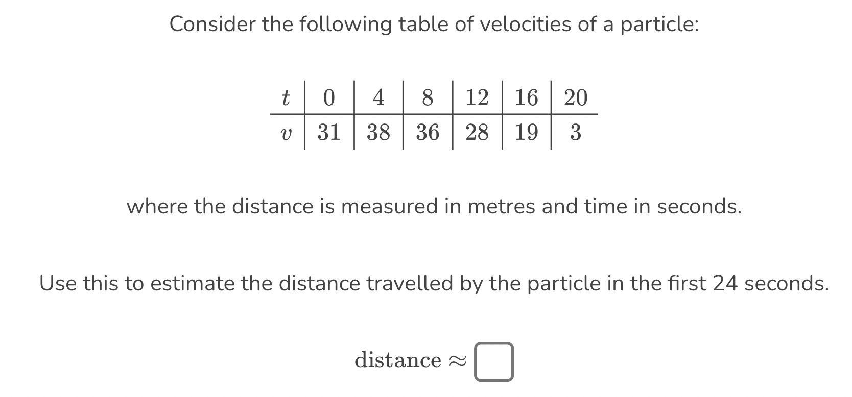 Solved Consider the following table of velocities of a | Chegg.com
