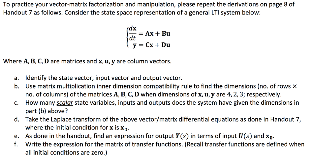 Solved To practice your vector-matrix factorization and | Chegg.com