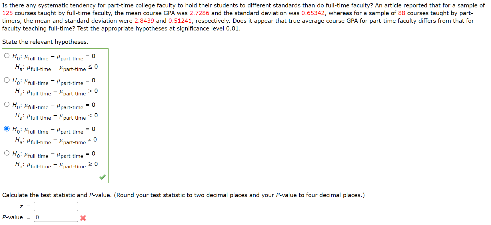Solved Is there any systematic tendency for part-time | Chegg.com