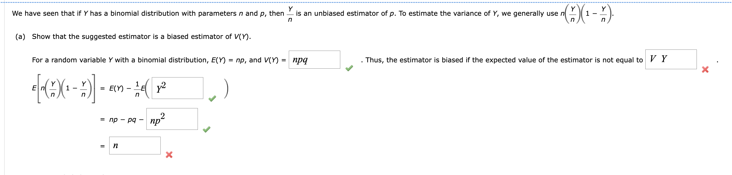 We have seen that if Y ﻿has a binomial distribution | Chegg.com