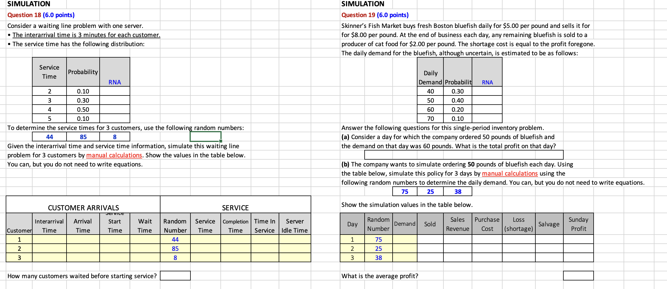 Solved SIMULATION Question 18 (6.0 points) Consider a | Chegg.com