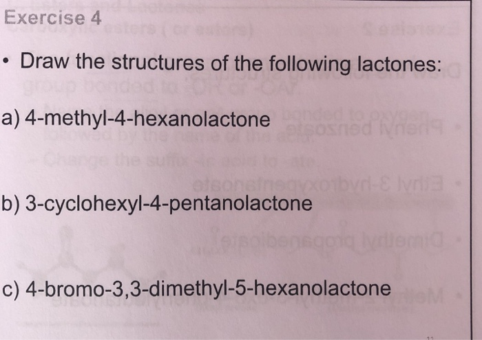 Solved Exercise 4 . Draw the structures of the following | Chegg.com