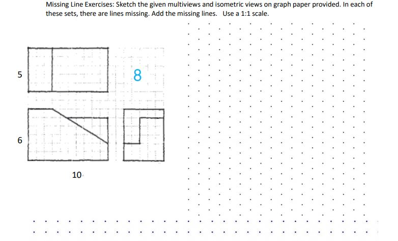 Solved Missing Line Exercises: Sketch the given multiviews | Chegg.com