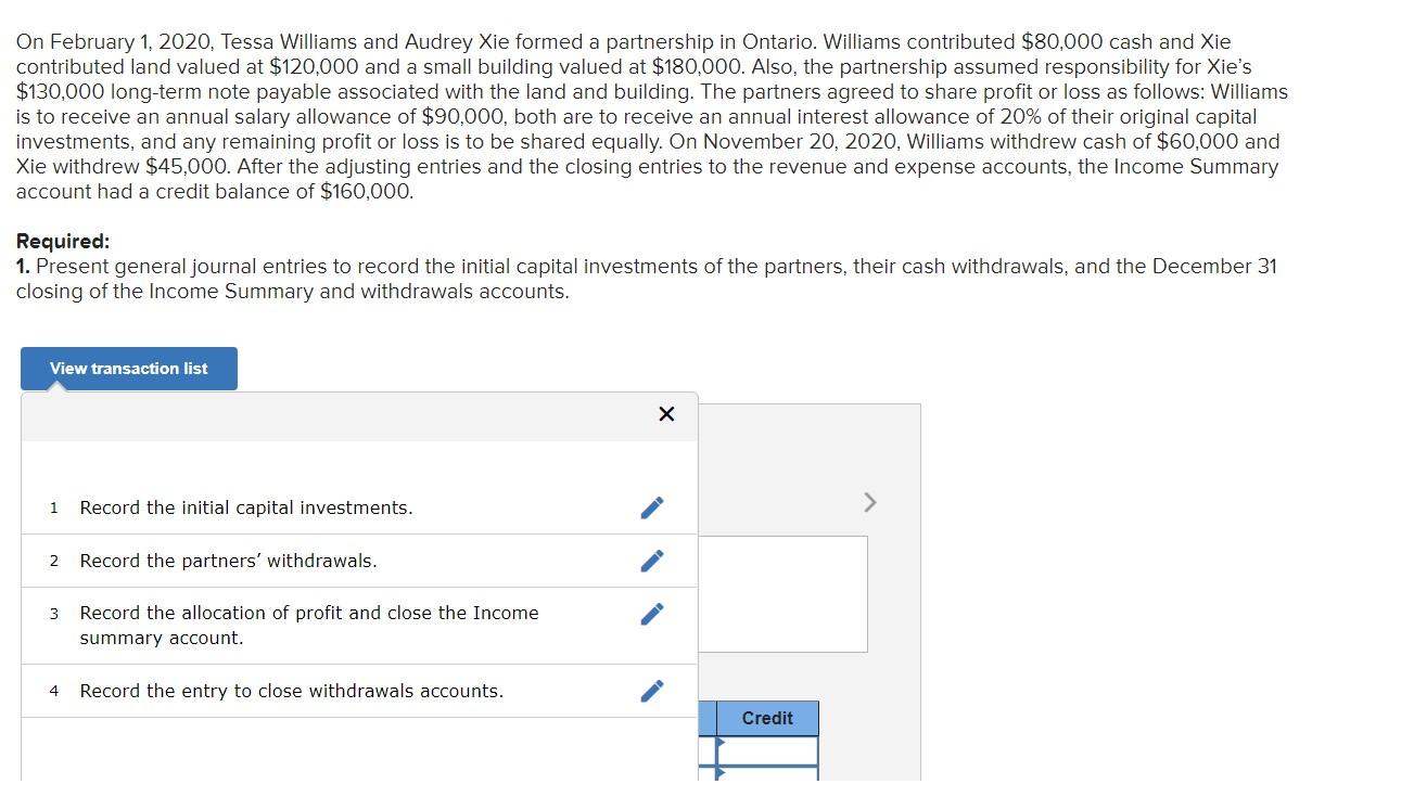 Solved On February 1, 2020, Tessa Williams and Audrey Xie | Chegg.com