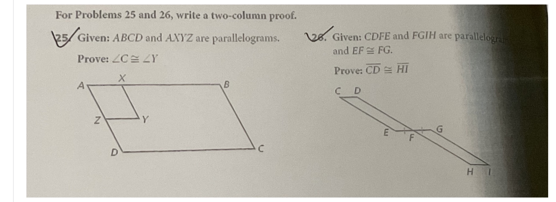 Solved For Problems 25 and 26, write a two-column proof. 25. | Chegg.com
