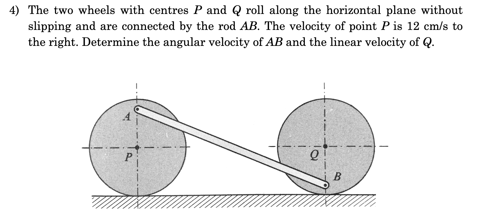 Solved 4) The two wheels with centres P and Q roll along the | Chegg.com