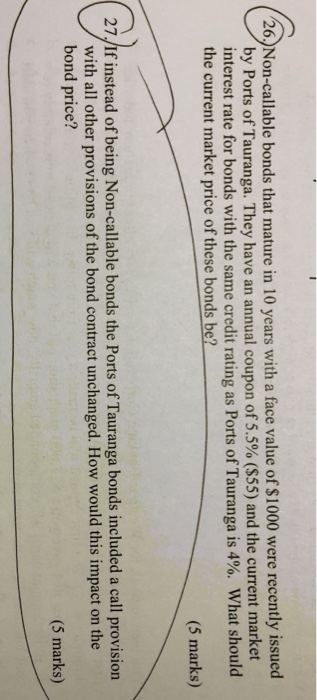 Solved 26.)Non-callable bonds that mature in 10 years with a | Chegg.com