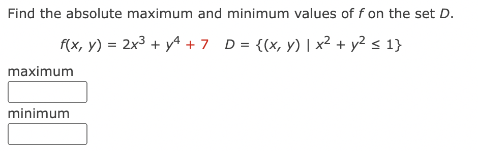 Solved Find The Absolute Maximum And Minimum Values Of F On 6457