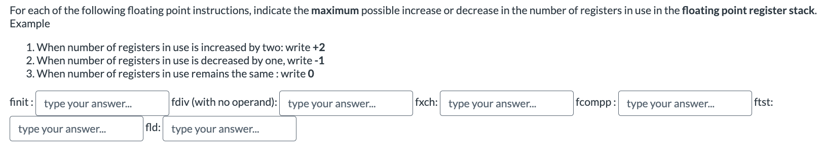 Solved For each of the following floating point | Chegg.com
