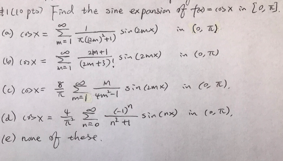 Solved tillo pts) Find the sine expansion of fx = 183x in o, | Chegg.com