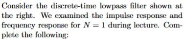 Solved Consider the discrete-time lowpass filter shown at | Chegg.com