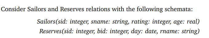 Solved Consider Sailors and Reserves relations with the | Chegg.com