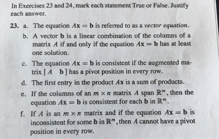 Solved In Exercises 23 and 24, mark each statement True or | Chegg.com