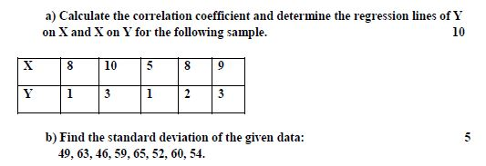 Solved a) Calculate the correlation coefficient and | Chegg.com