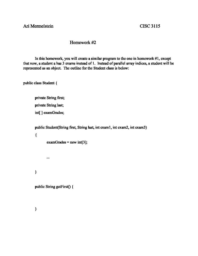 Ari Mermelstein CISC 3115 Homework #2 In this | Chegg.com