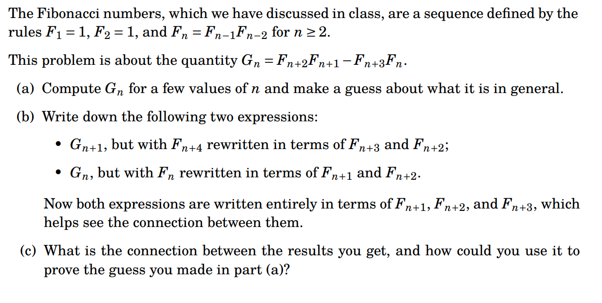 Solved The Fibonacci numbers, which we have discussed in | Chegg.com