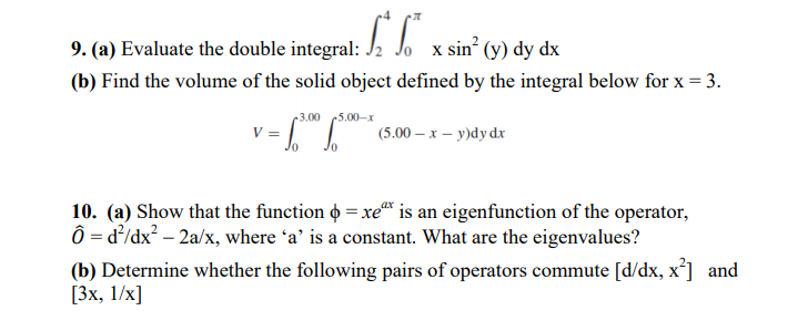 Solved Մ 5 L 9. (a) Evaluate the double integral: sin? (y) | Chegg.com